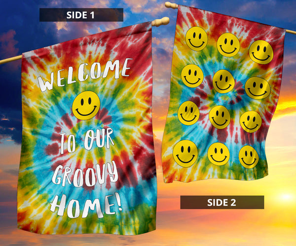 Groovy Tie Dye Welcome Flags Collection for Garden, Home and Family ...
