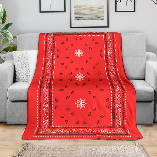 Ultra Plush 4 Traditional Red Bandana Throw | The Bandana Blanket Co ...