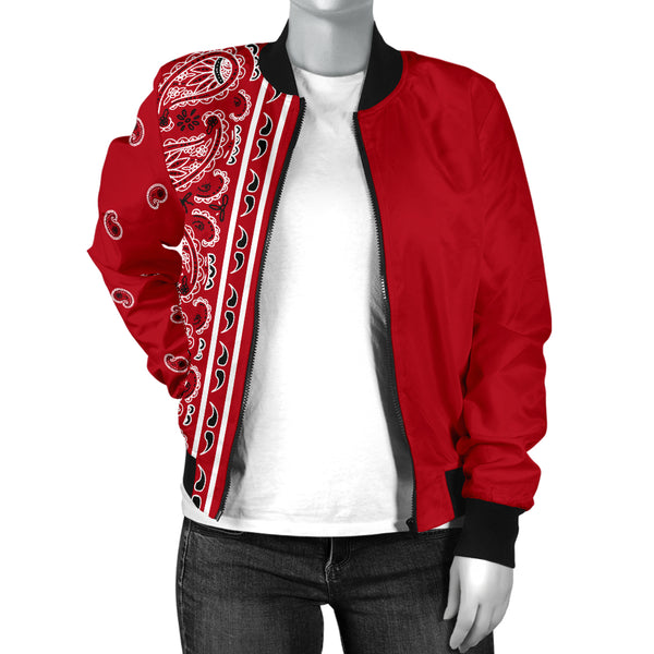 Red Bandana Women's Bomber Jacket | The Bandana Blanket Company