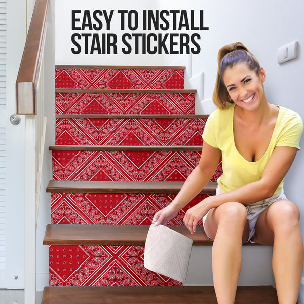 Classic Red Bandana Stair Stickers | The Bandana Blanket Company